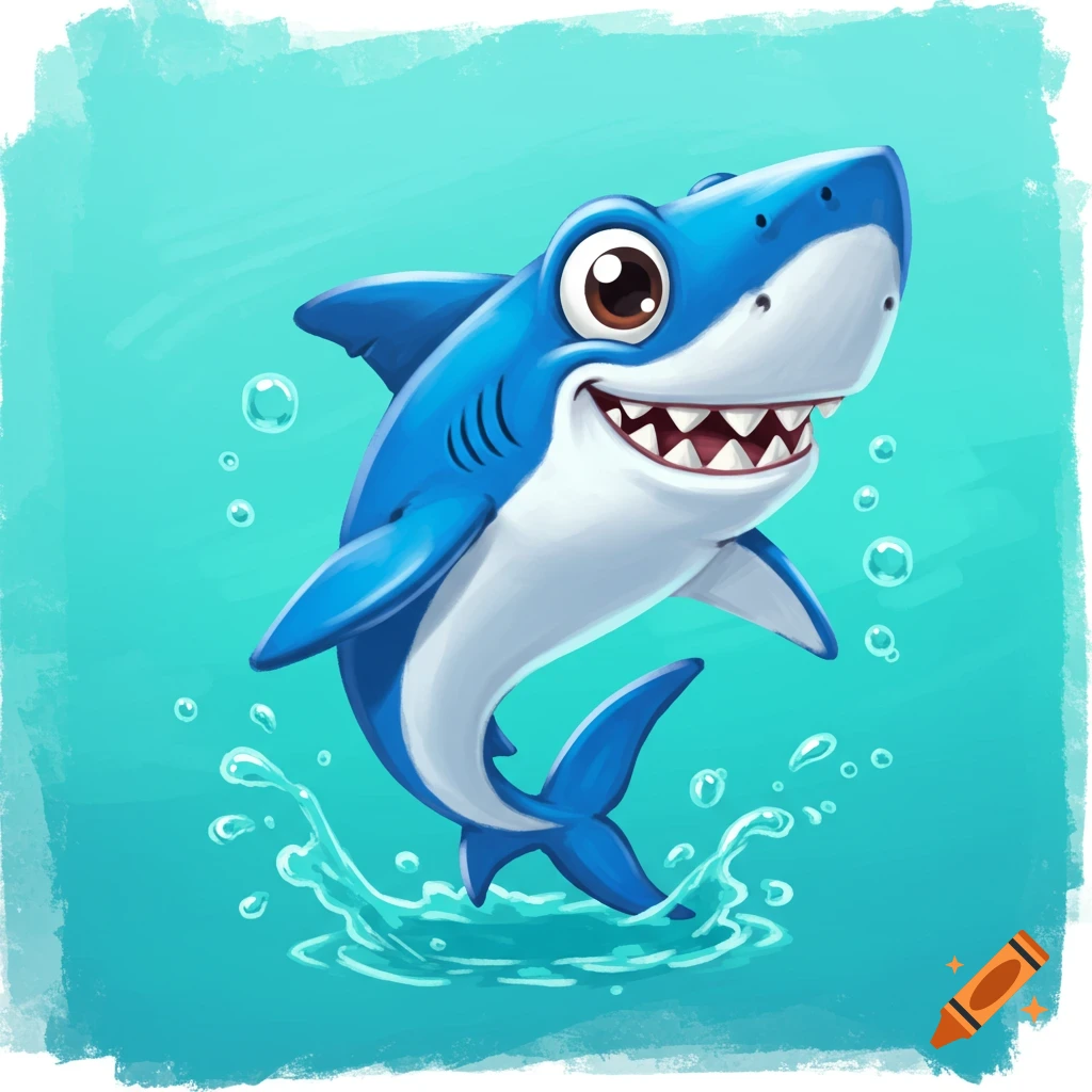 Shark cartoon on Craiyon