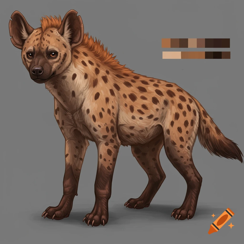 Color-changing hyena-like animal with large paws on Craiyon