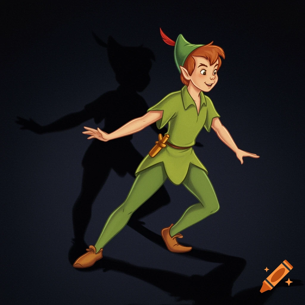 Peter Pan shadow drawing on Craiyon