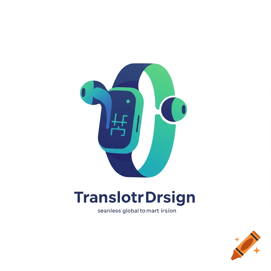 Translation device logo as Bluetooth earbuds and smartwatch on Craiyon