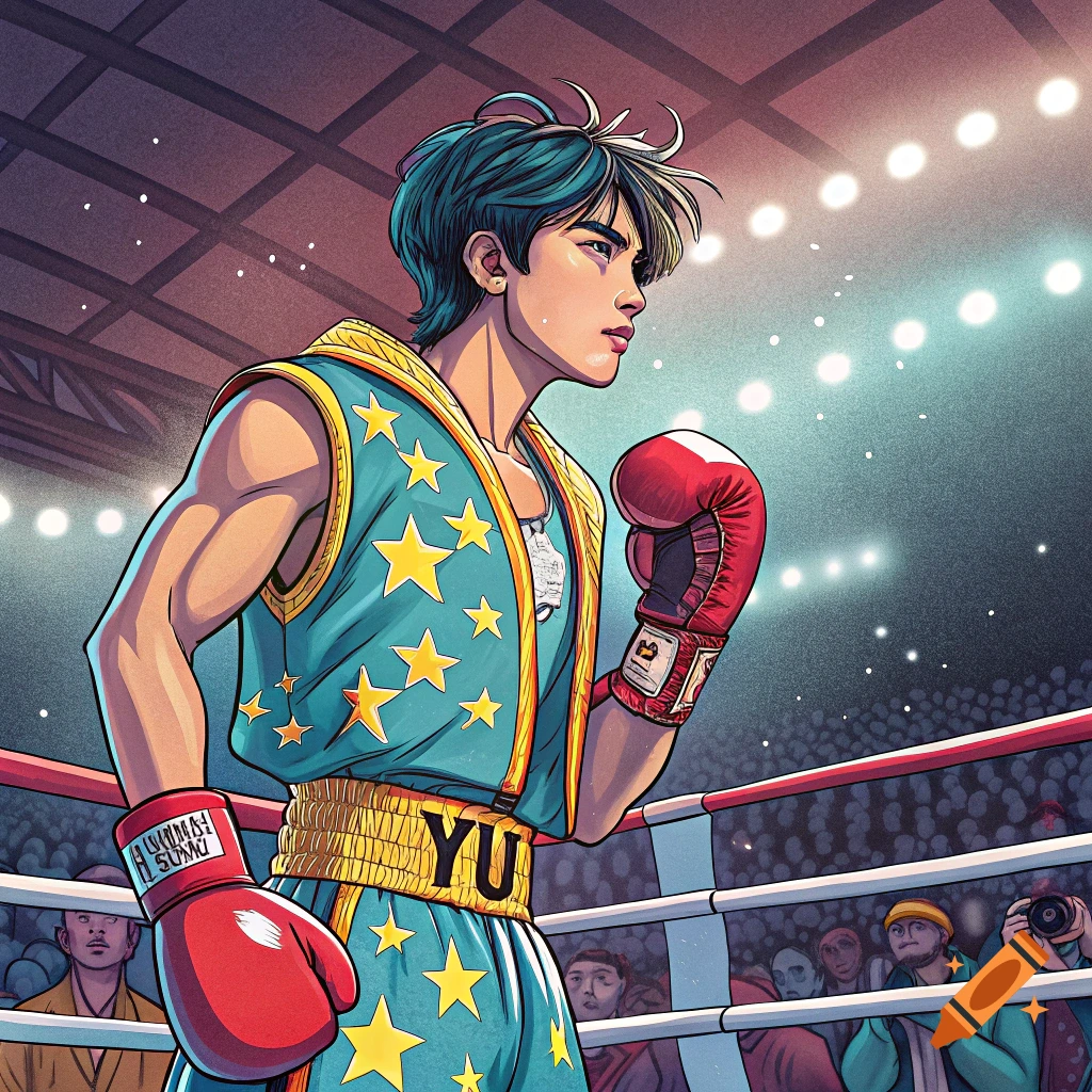 Yu from The Boxer webtoon in pop art style on Craiyon