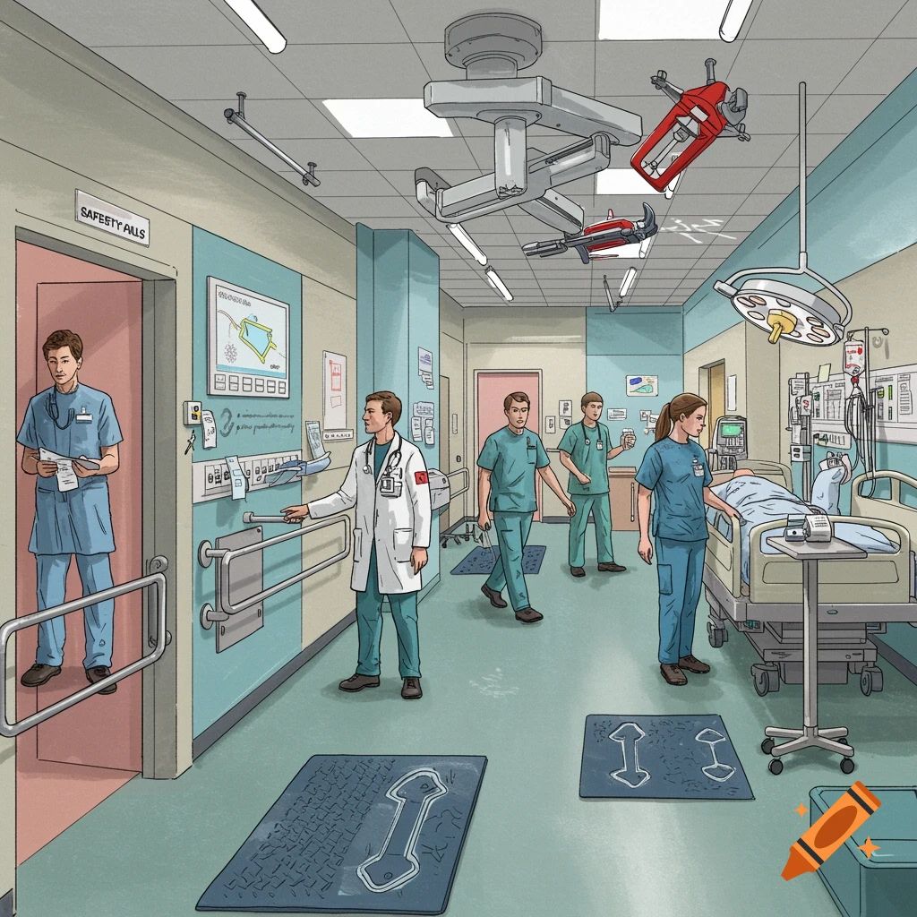 Hospital scene with doctors and nurses. on Craiyon