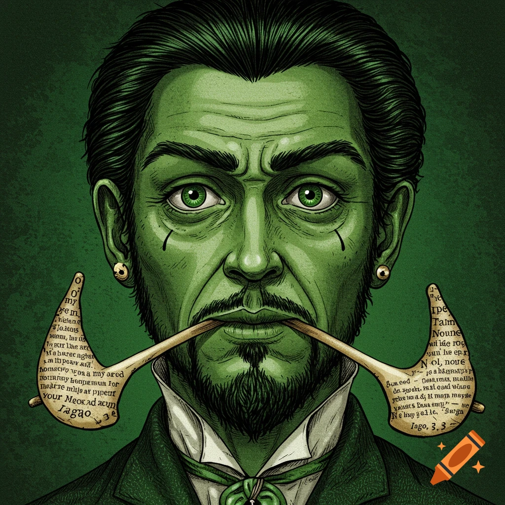 Artistic interpretation of the green-eyed monster representing jealousy ...