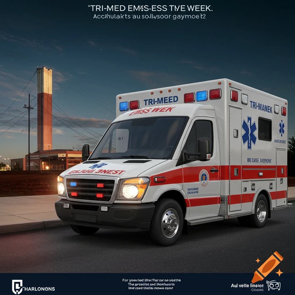 EMS Week design with Tri-Med logo and "We Care. For Everyone." theme on ...