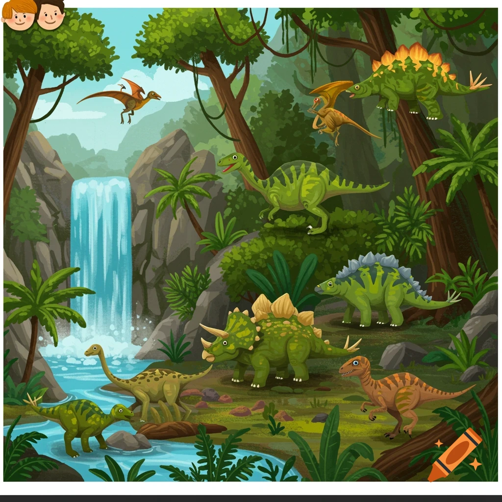 Brain teaser worksheet with 10 hidden dinosaurs in a prehistoric ...