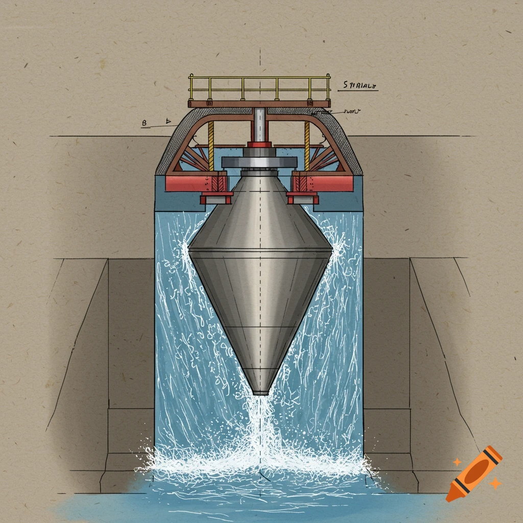 Simple model of a cone-shaped mechanism replacing a shaft or turbine in ...