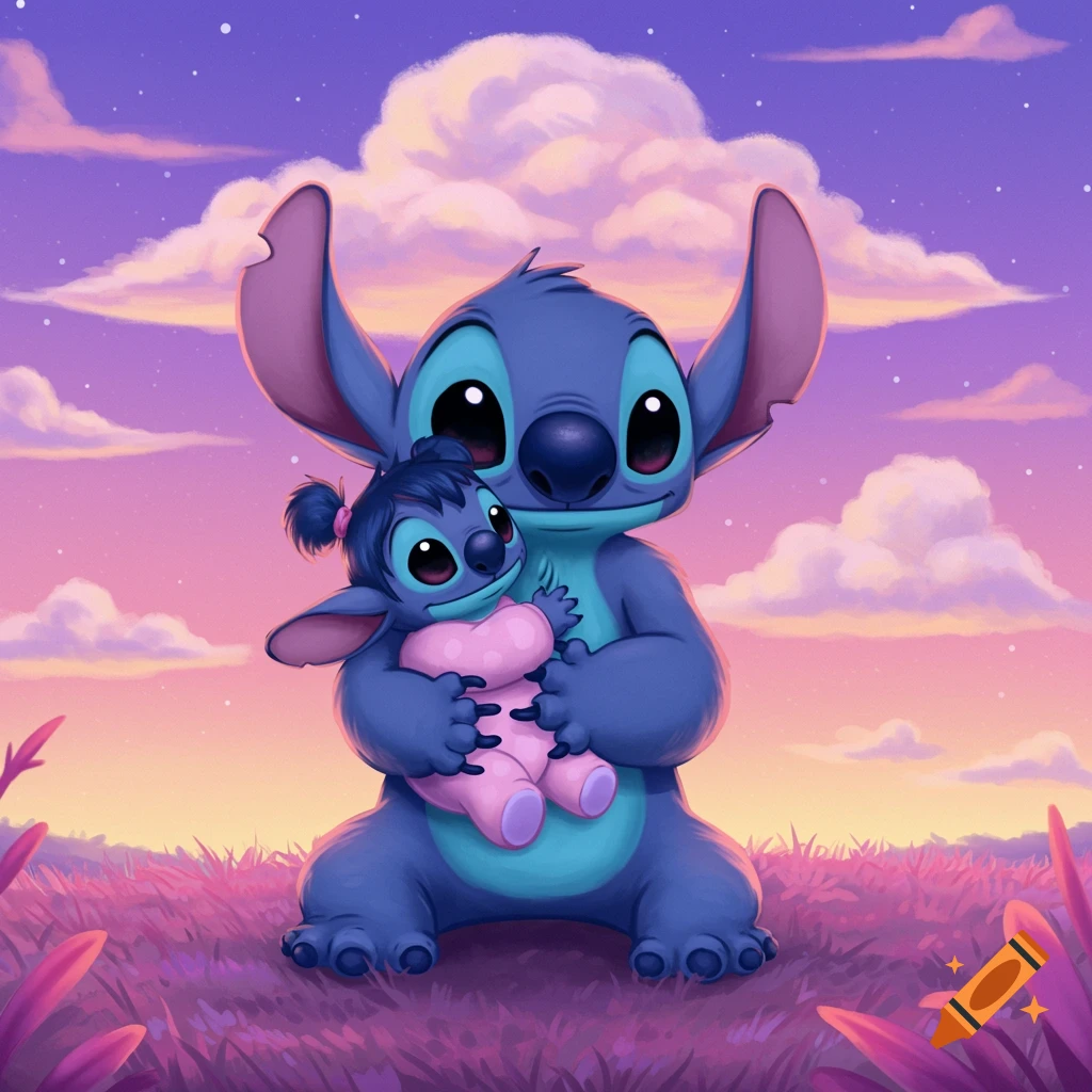 Stitch from Lilo & Stitch as father and daughter on Craiyon