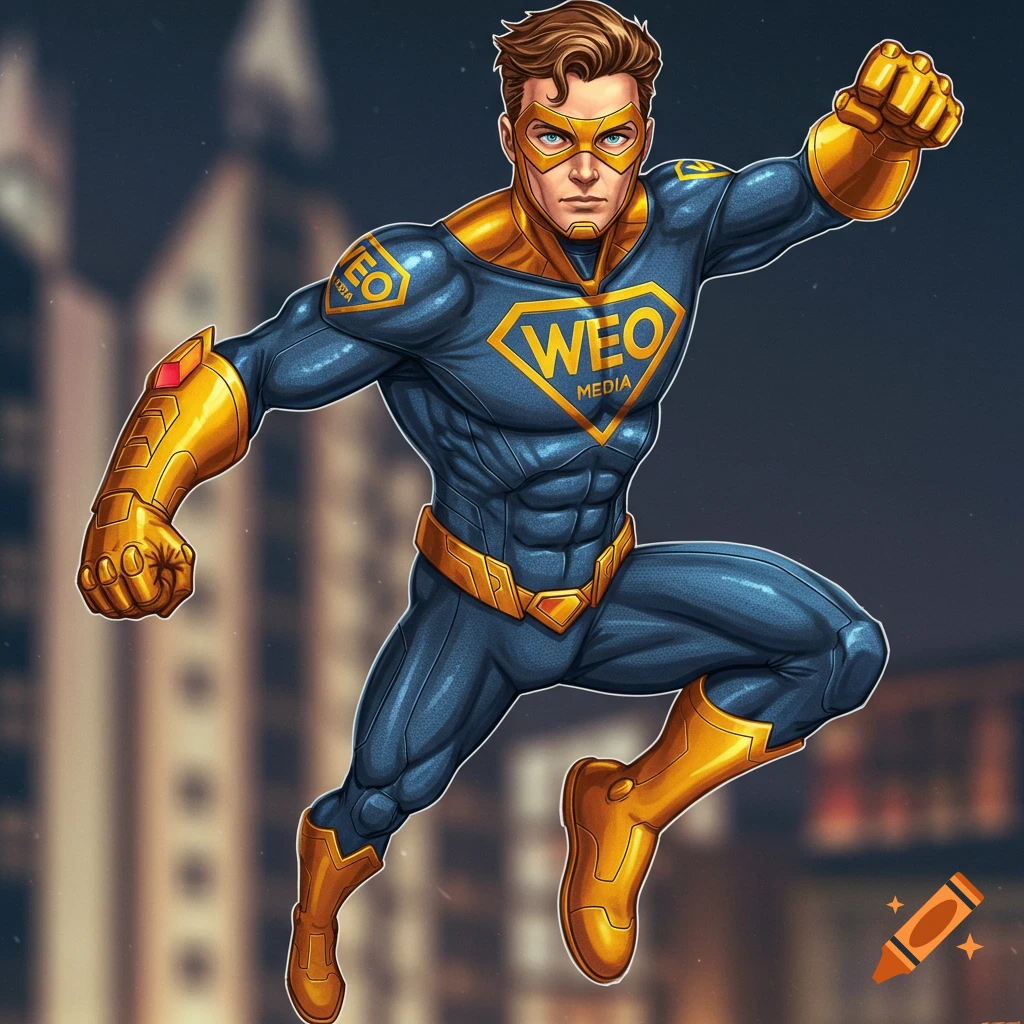 Superhero manipulating energy with hands, silver and electric blue high ...