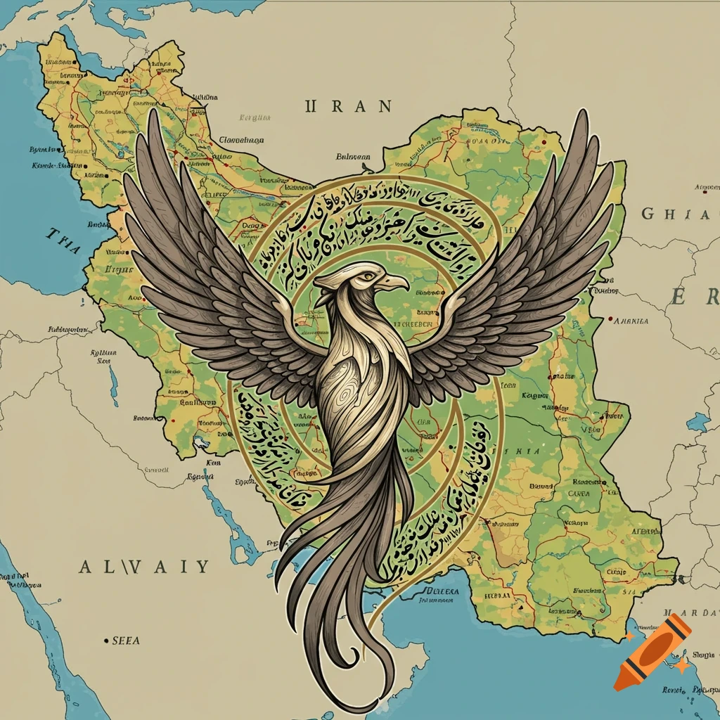 Iranian Faravahar tattoo design with map of Iran and ancient Persian ...