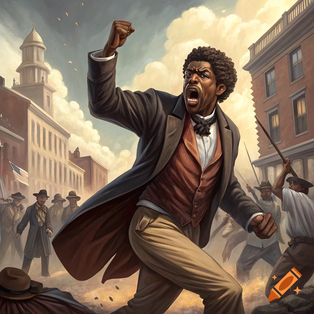 Dred Scott in an action-packed show picture on Craiyon