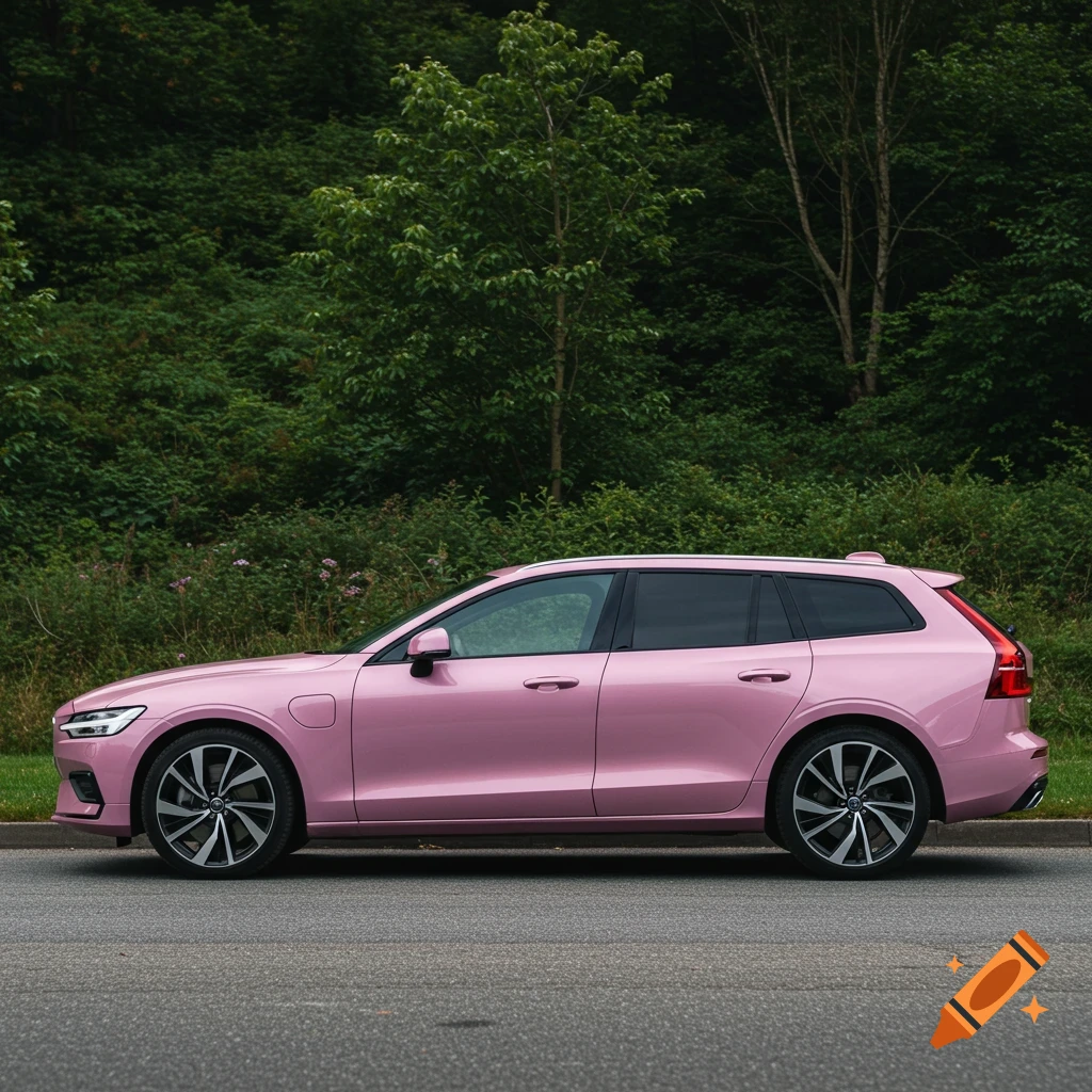 Purple to pink fade paint 2023 Volvo V60 side profile on Craiyon