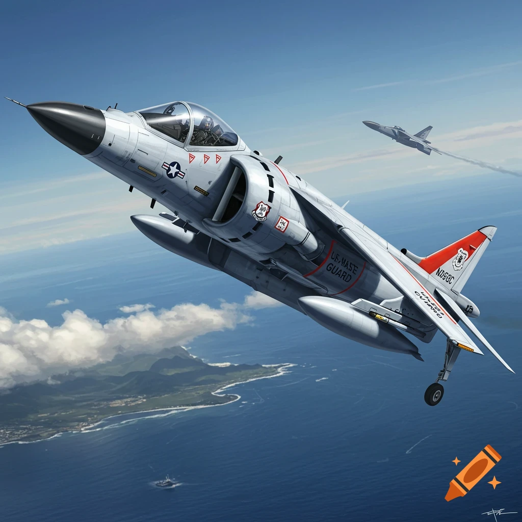 AV-8B Harrier in US Coast Guard colors on Craiyon