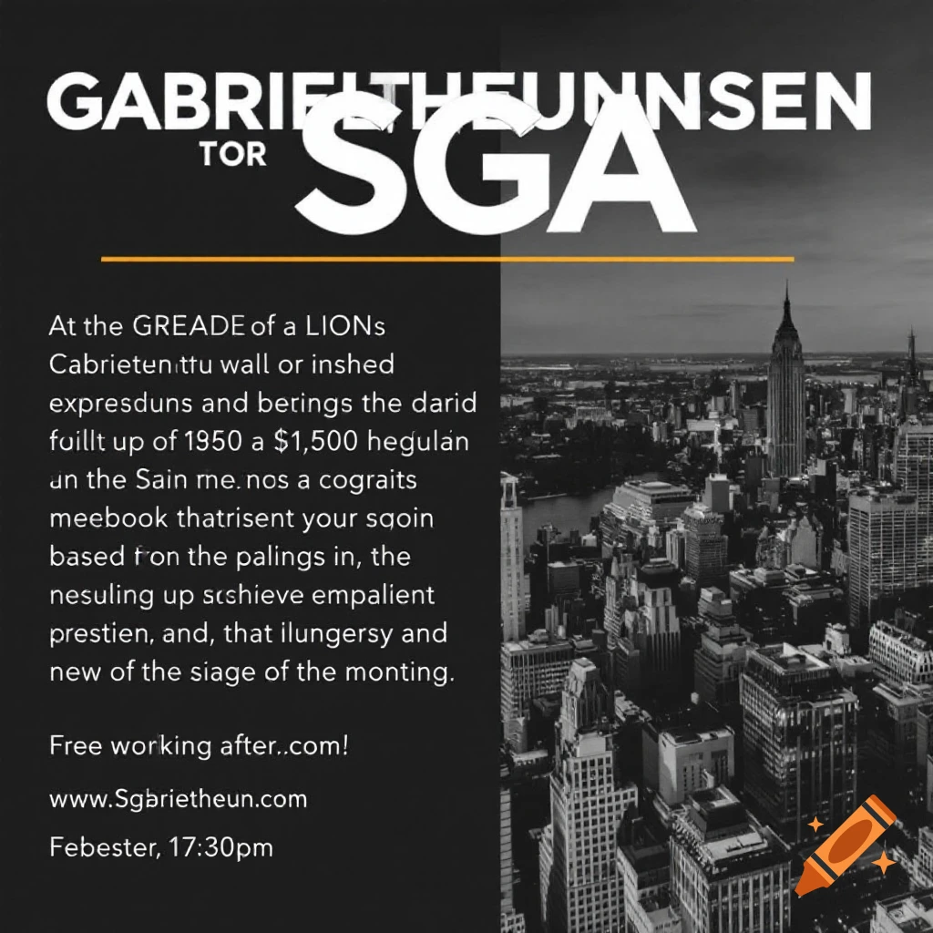 Flyer for Gabriel Theunissen's SGA presidential campaign on Craiyon