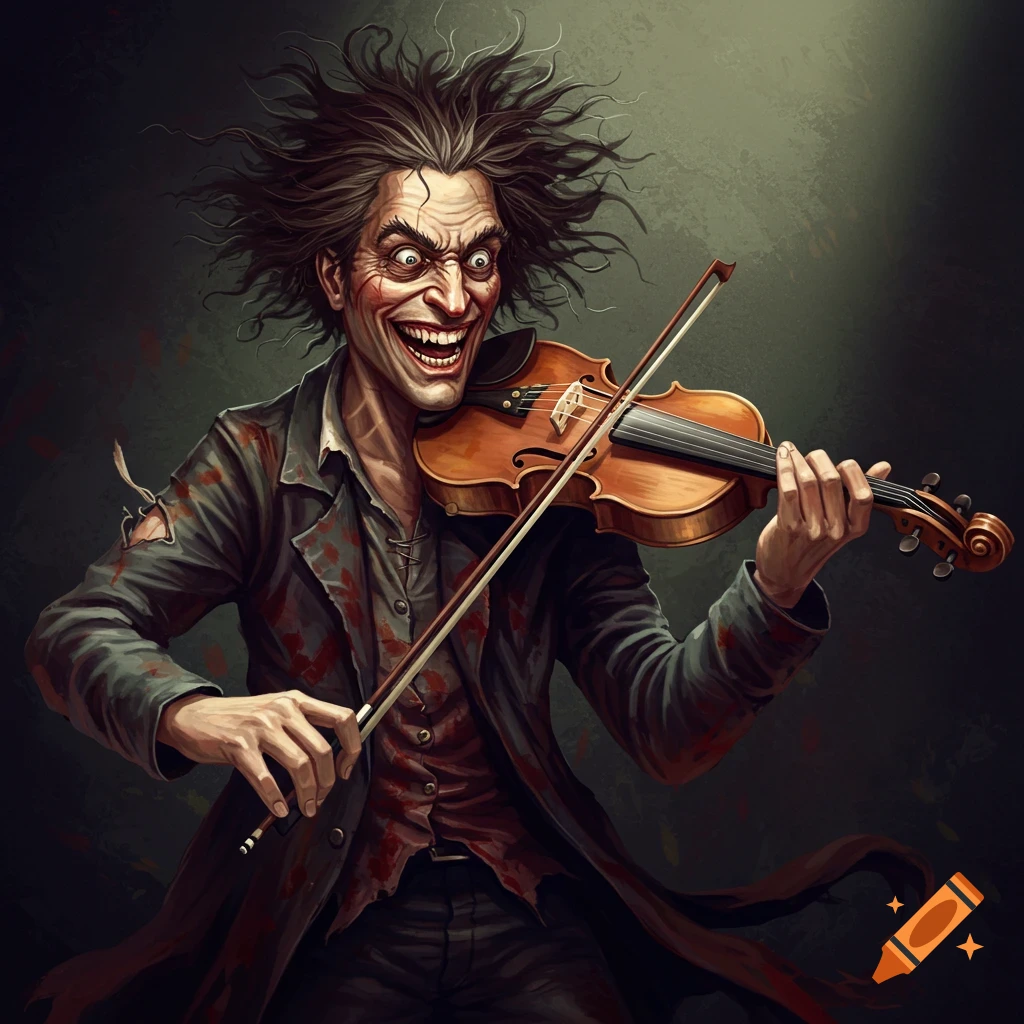 Violinist playing music with intensity on Craiyon