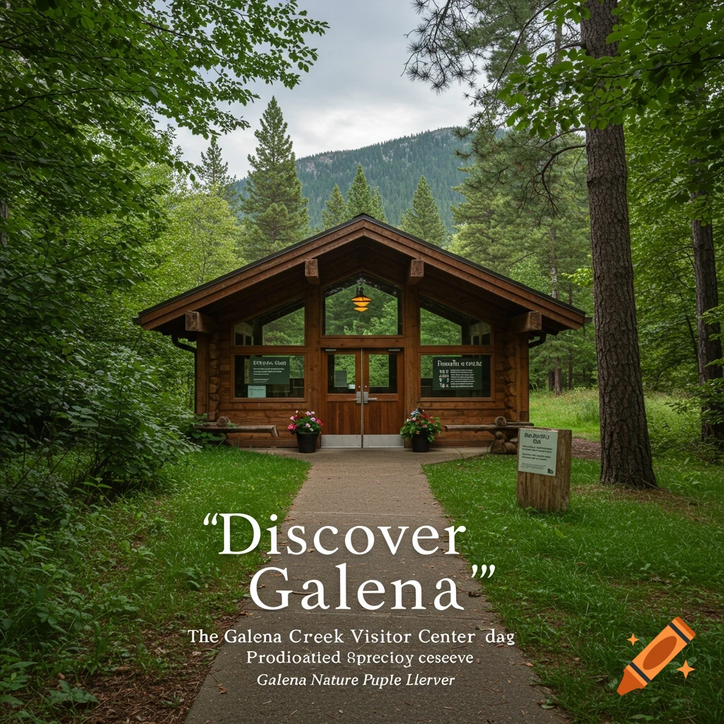 Discover Galena newsletter logo for Galena Creek Visitor Center on Craiyon