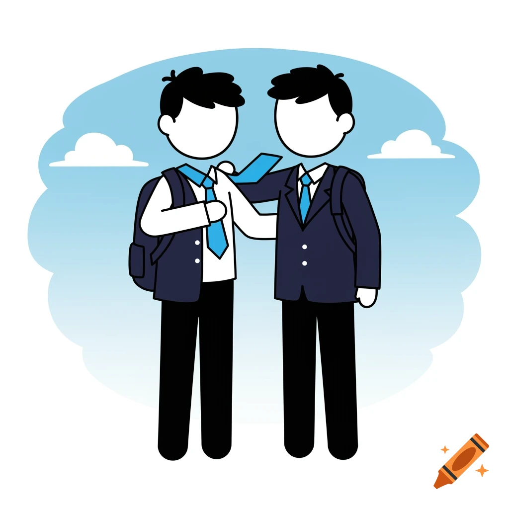Boy in school uniform, pictogram style illustration for education ...