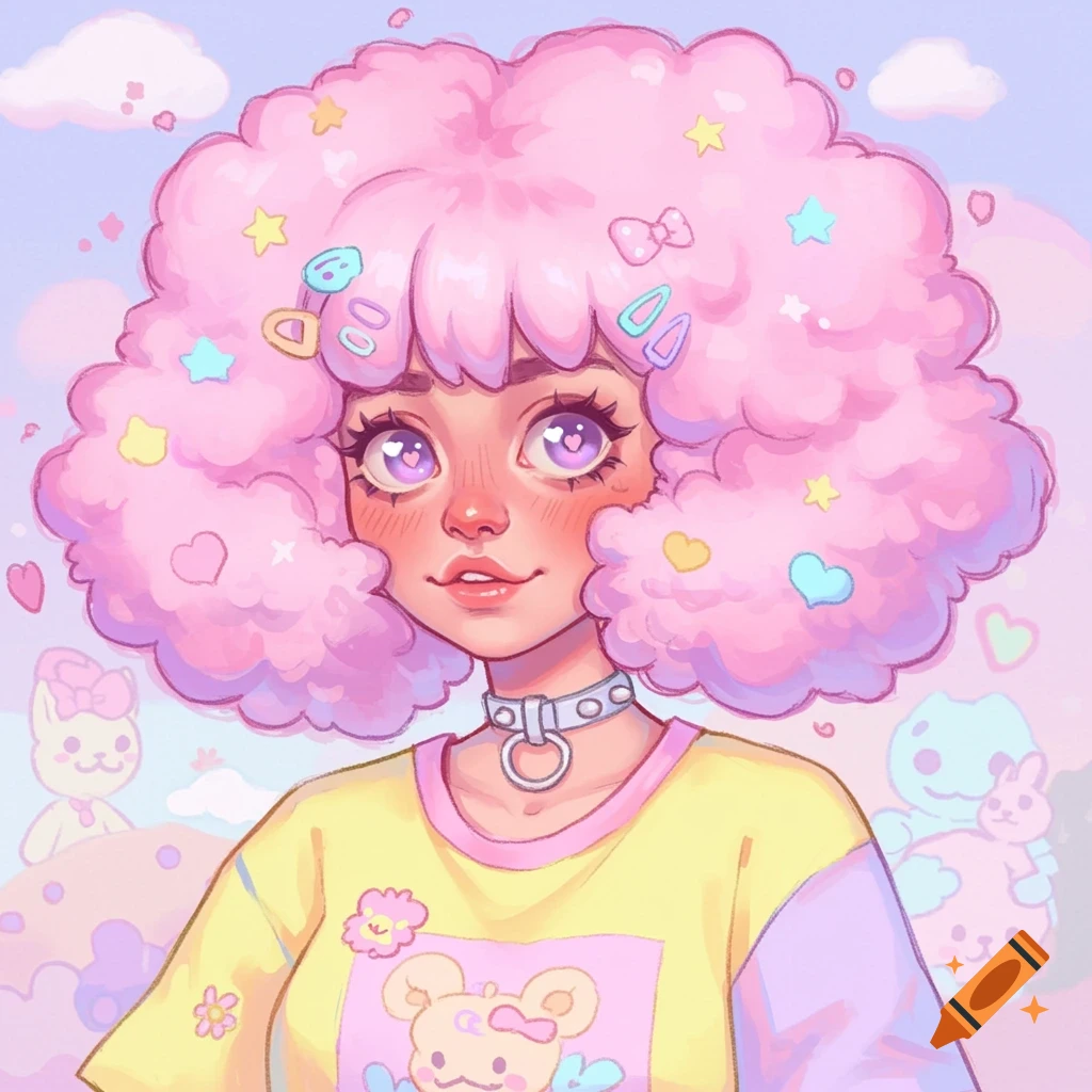 Friendly cute goofy pastel weirdcore kidcore girl on Craiyon