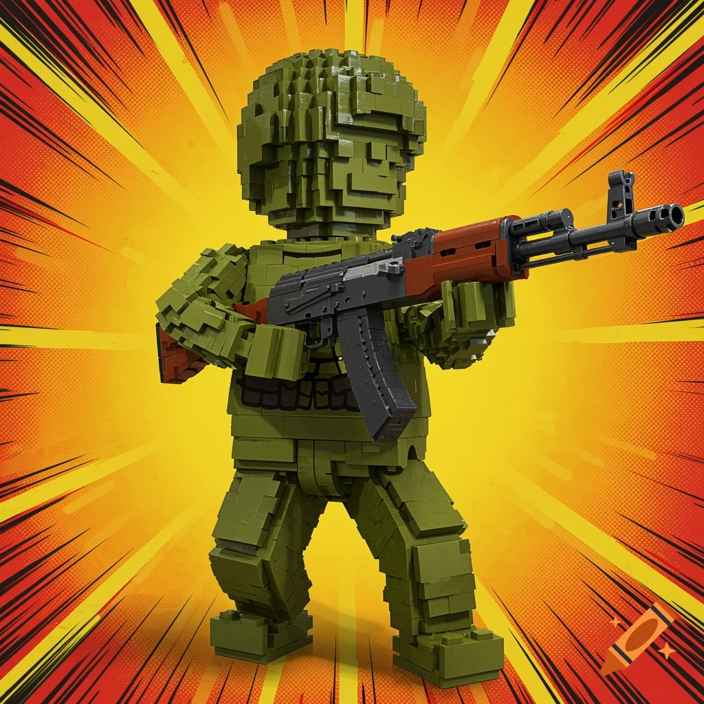 Lego person with Kalashnikov rifle toy brick build toy for kids ...