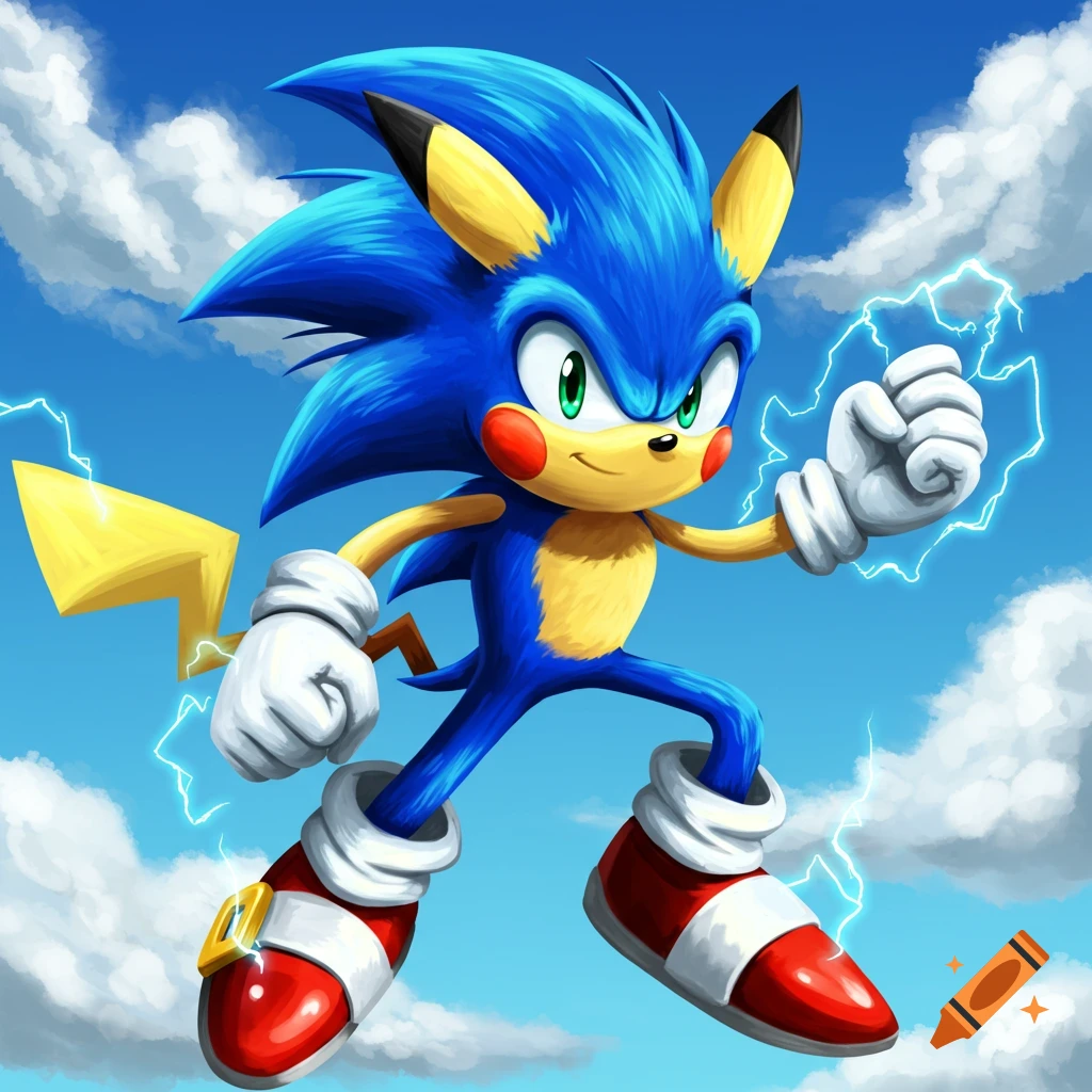 Sonic and Pikachu fusion on Craiyon