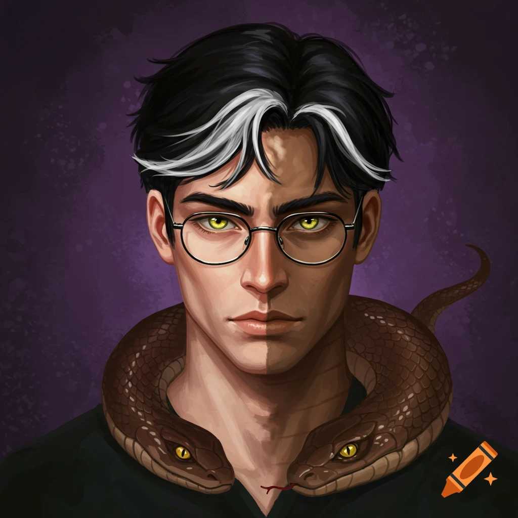 Human-snake hybrid with glasses on Craiyon