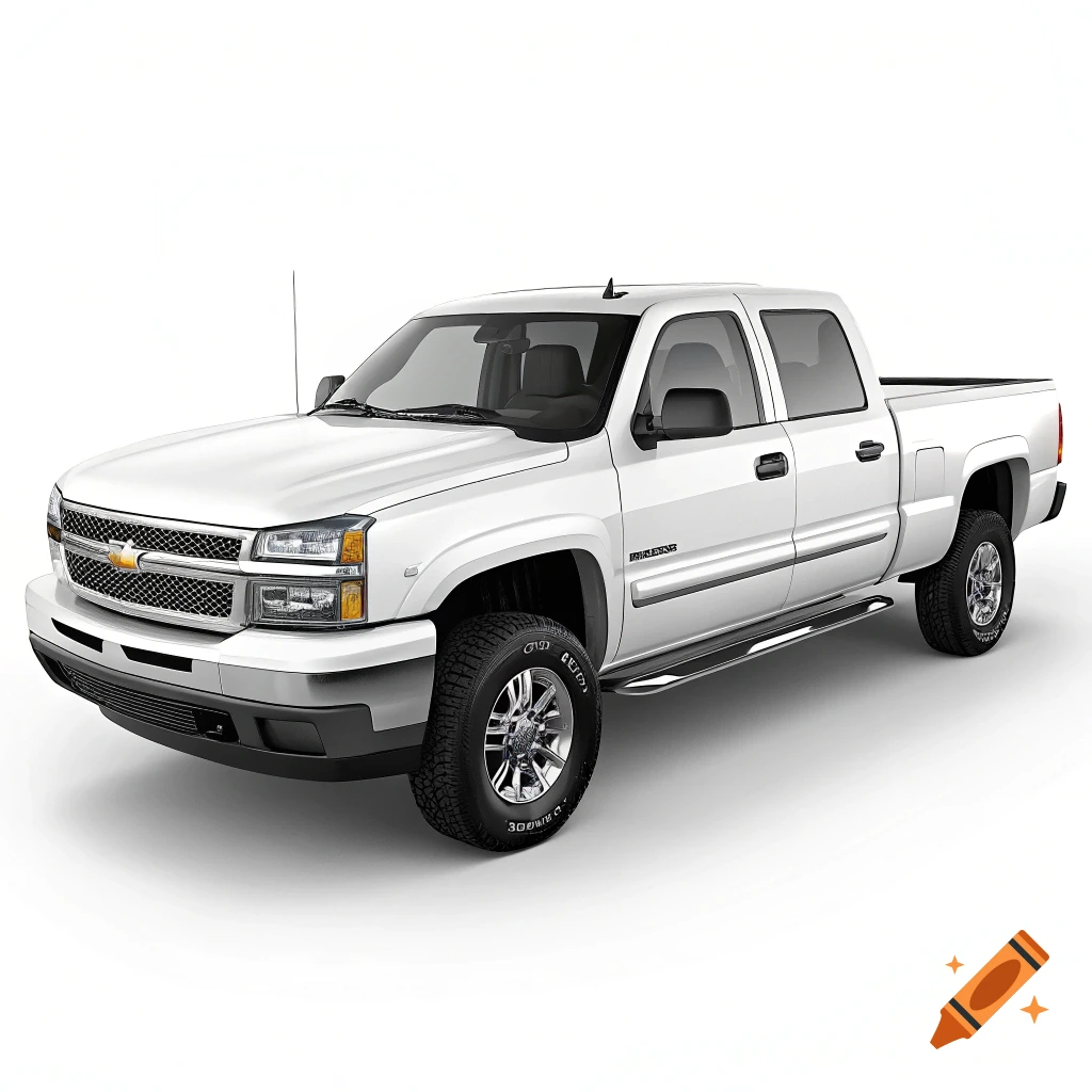 2007 Chevy Silverado 2500 Classic Crew Cab, summit white on Craiyon