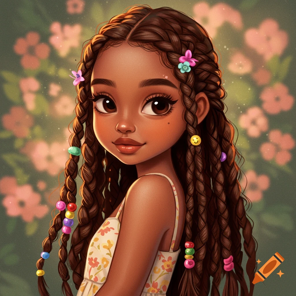 Black girl with blonde boho braids in sunlight on Craiyon