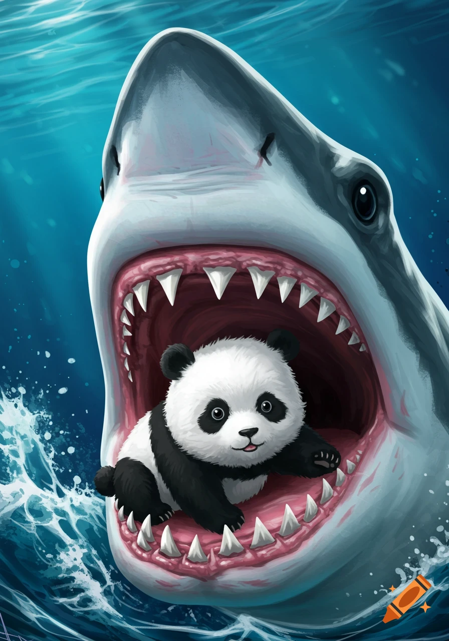 Cartoon shark wearing blue Nike sneakers running on a beach near the ...