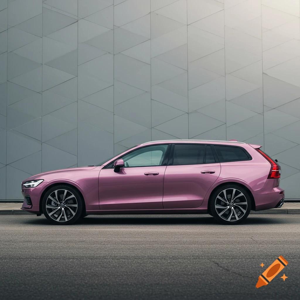 Purple to pink fade paint 2023 Volvo V60 side profile on Craiyon