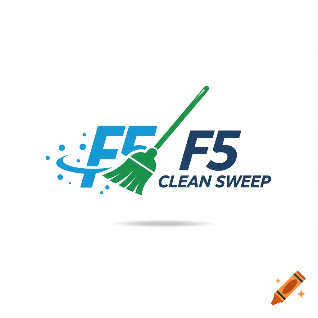 F5 Clean Sweep logo with bold typography and swoosh on Craiyon