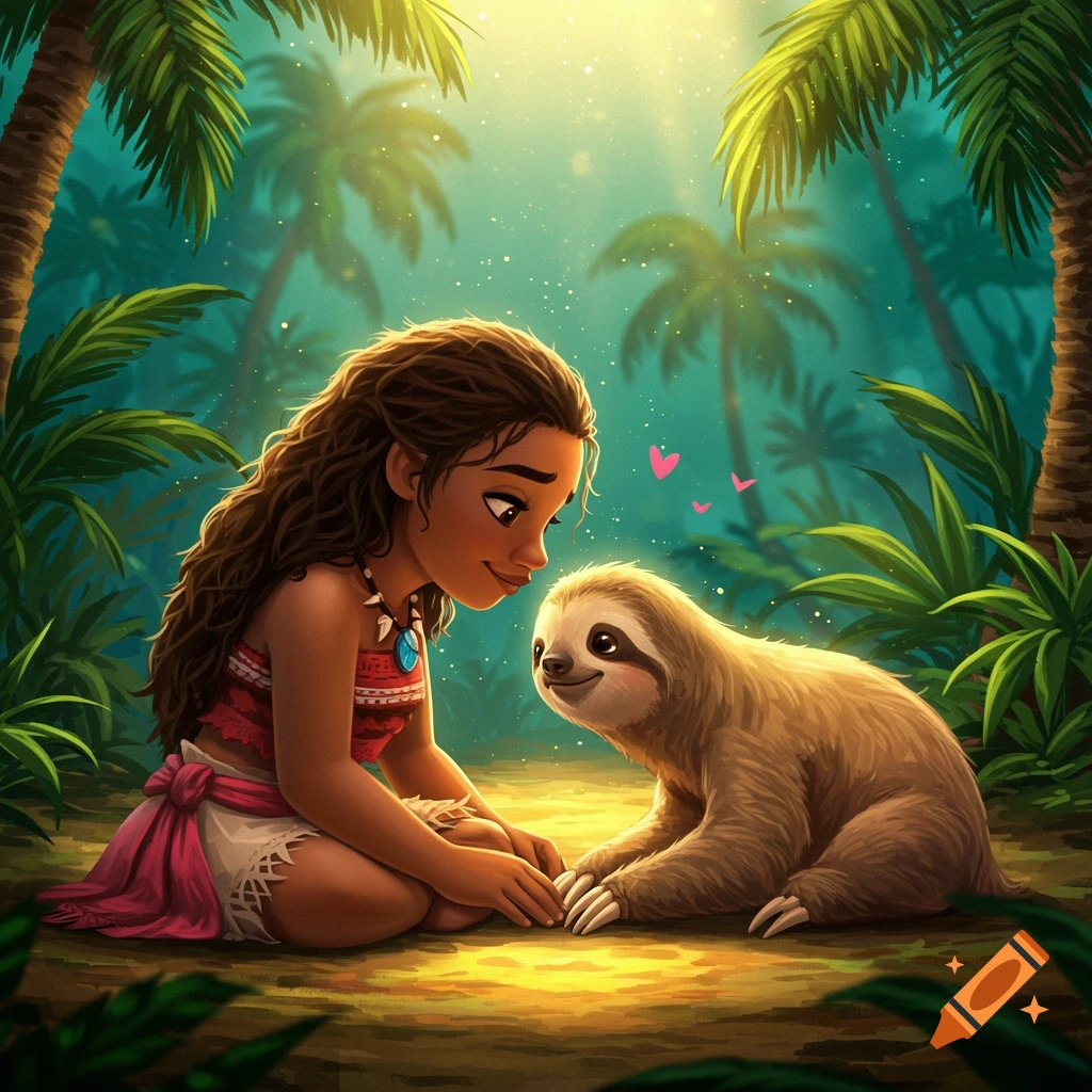 Moana's Hei Hei combined with a sloth on Craiyon