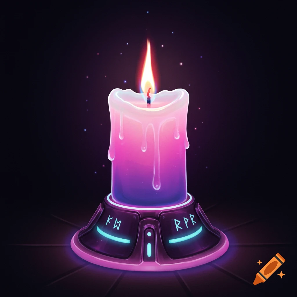 Futuristic glowing translucent candle on Craiyon