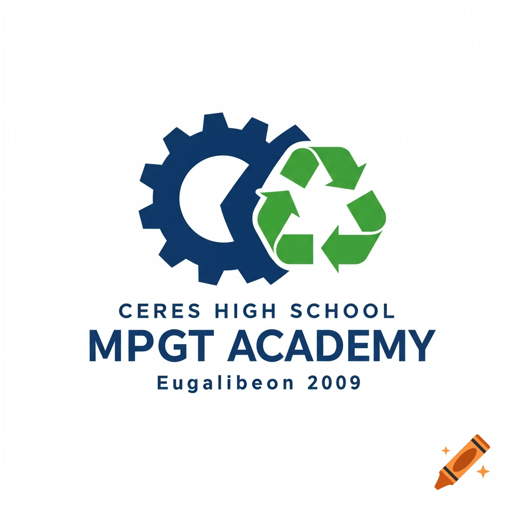 Ceres High School MPGT Academy logo with gear, recycling symbol, and ...
