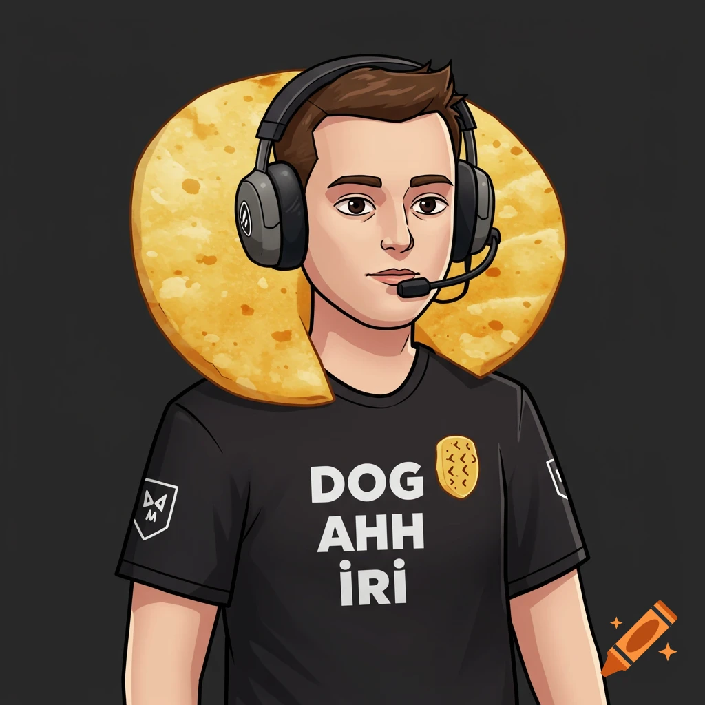 Cartoon portrait of an esports gamer wearing a headset and a shirt ...