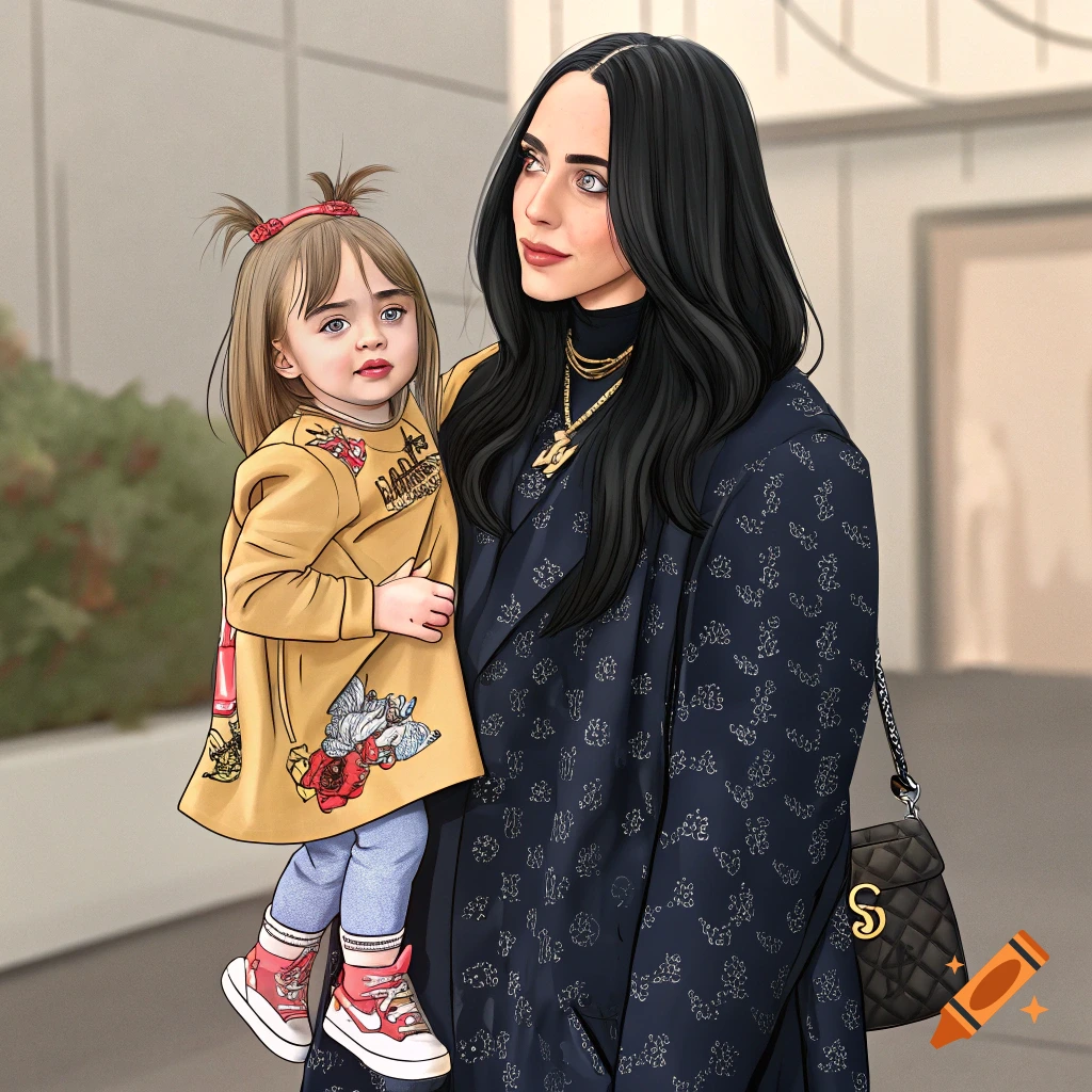 Billie Eilish with a child on Craiyon