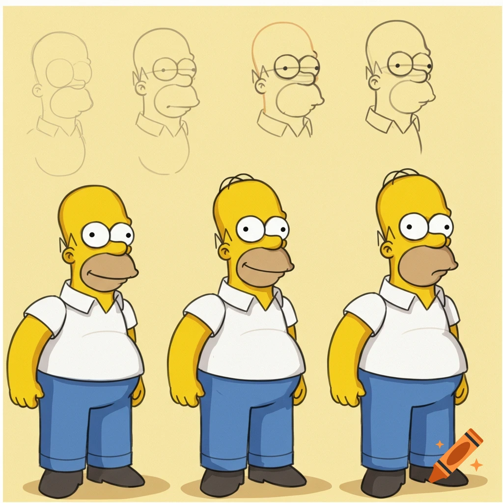 Cartoon illustration of Homer Simpson with a very large belly, smiling and pulling at his blue ...