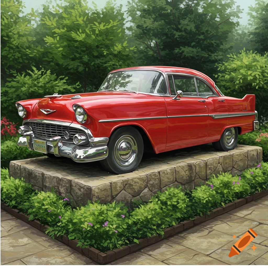 Car statue, style unclear, could be a photo or illustration of a statue ...