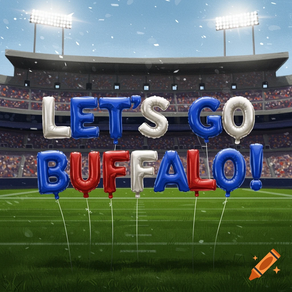 LET'S GO BUFFALO! mylar balloon letters on Craiyon