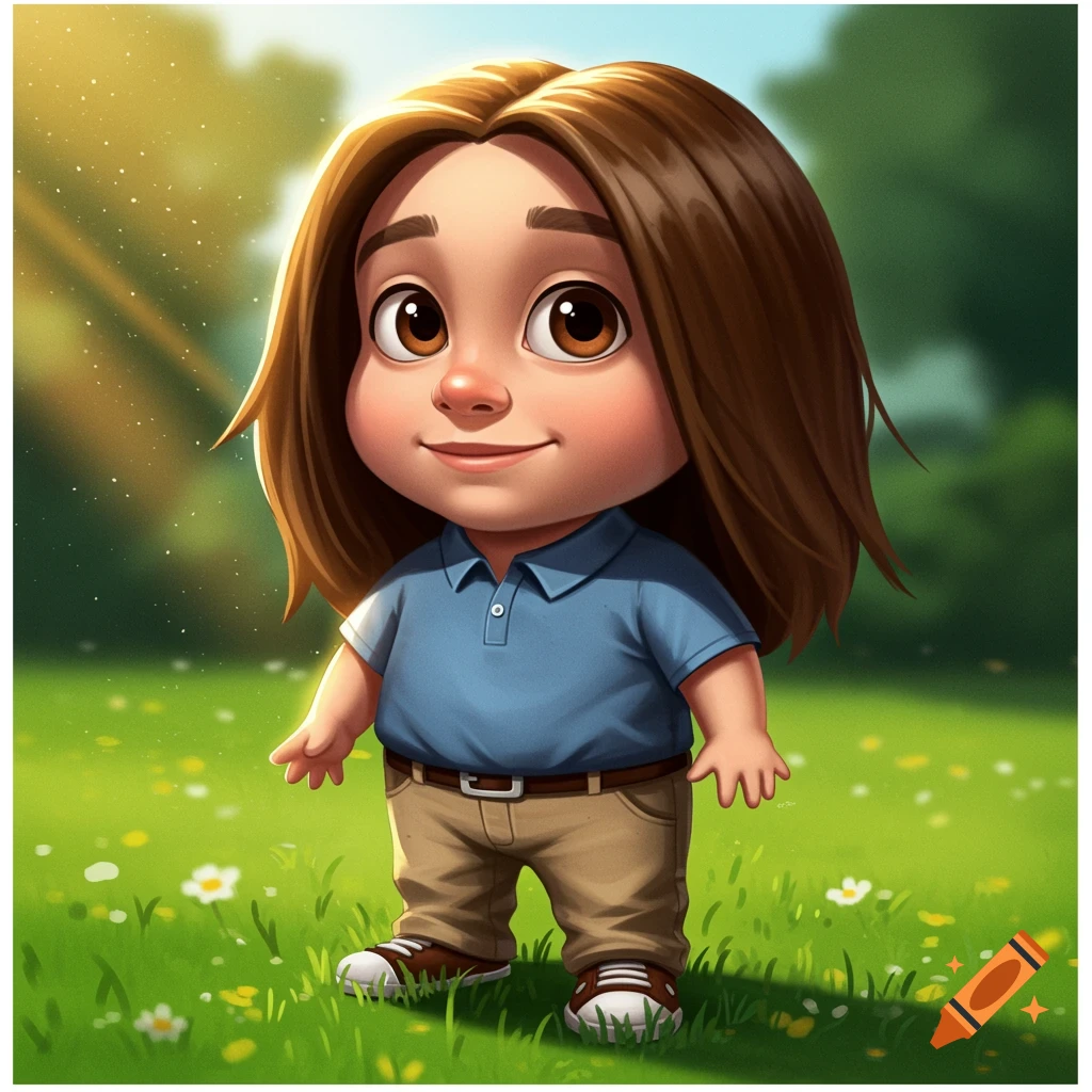 Boy named Roman with brown hair, khakis, and blue polo. on Craiyon