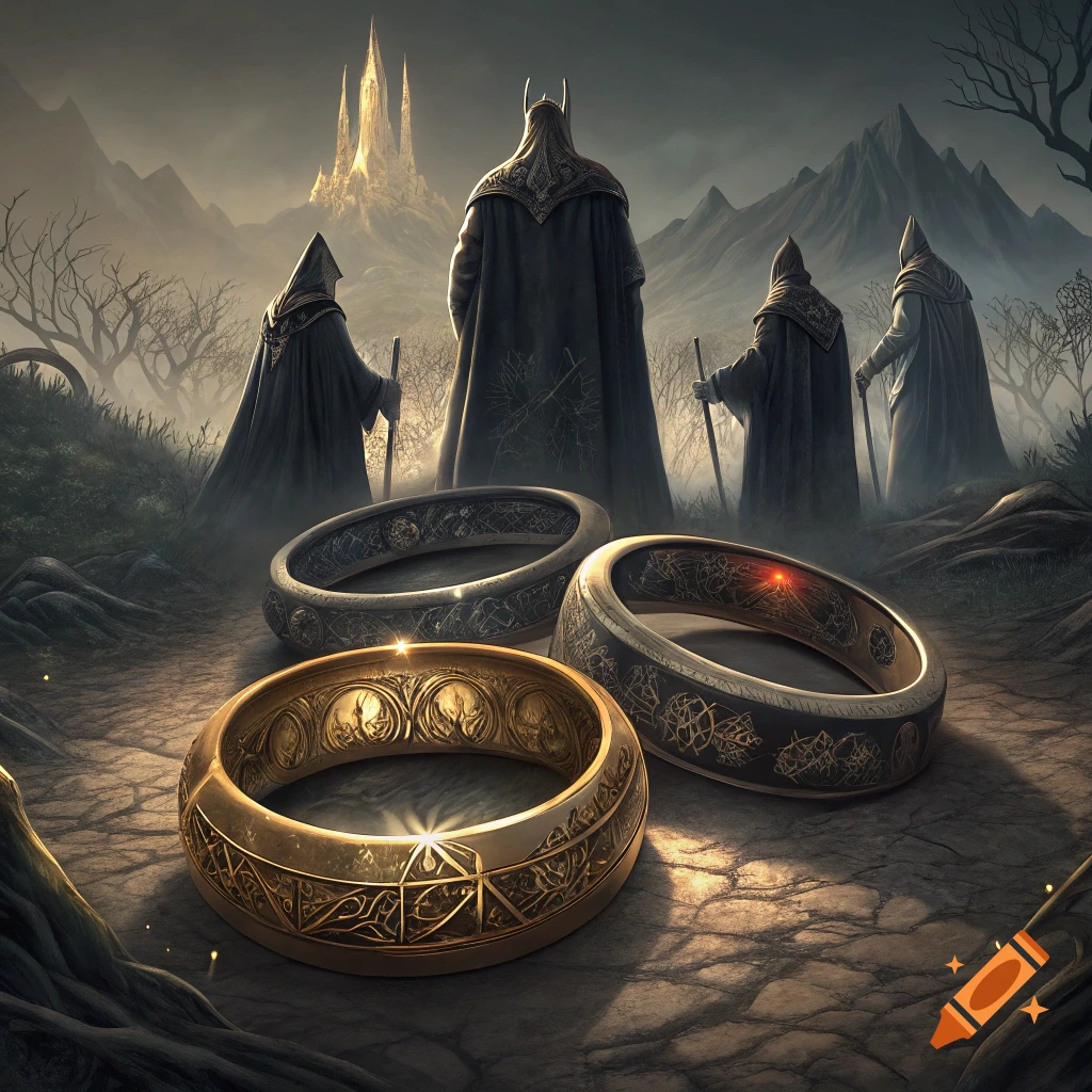 The nine Rings of Power from Lord of the Rings on Craiyon