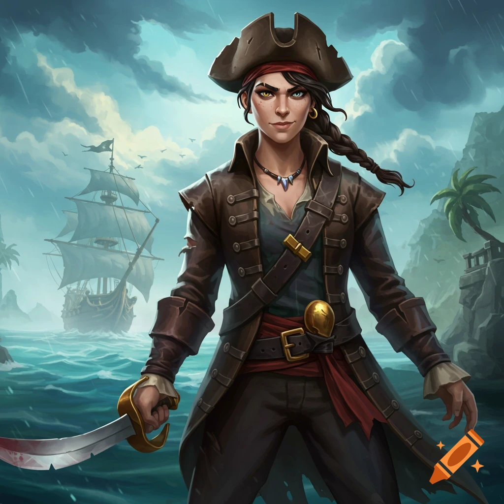 Female Pirate Captain Drawings OC] Lora The Human Tempest Cleric