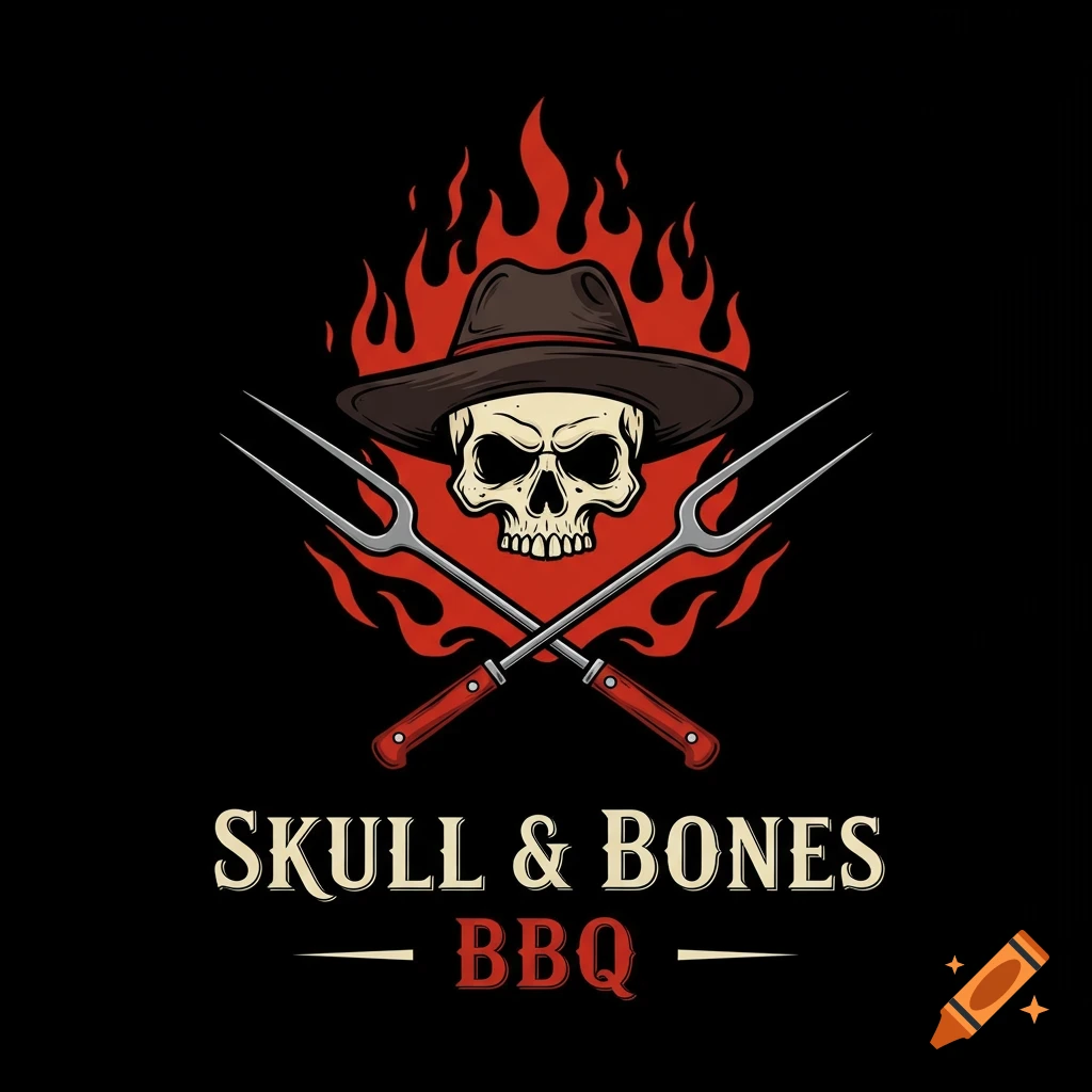 Logo for Skull & Bones BBQ featuring skull, crossbones, and hot rod ...