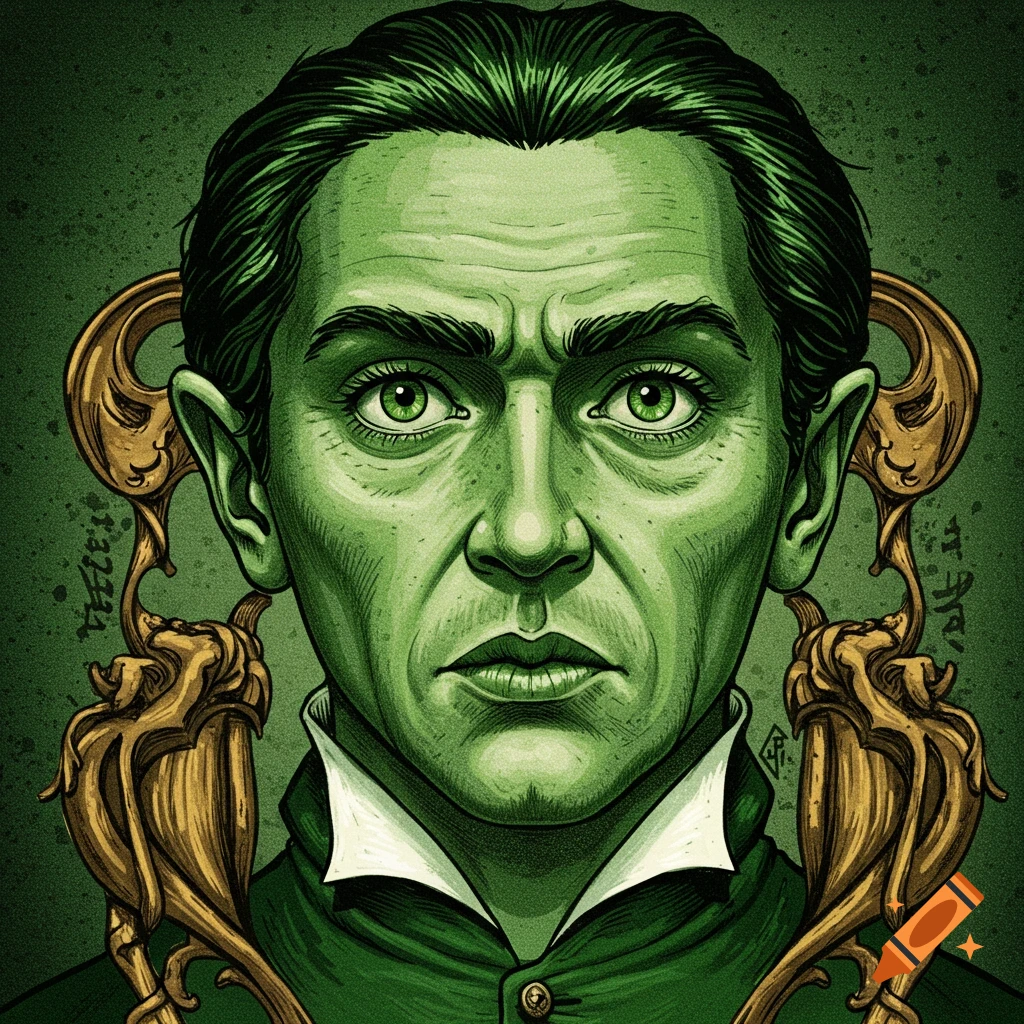 Artistic interpretation of the green-eyed monster representing jealousy ...