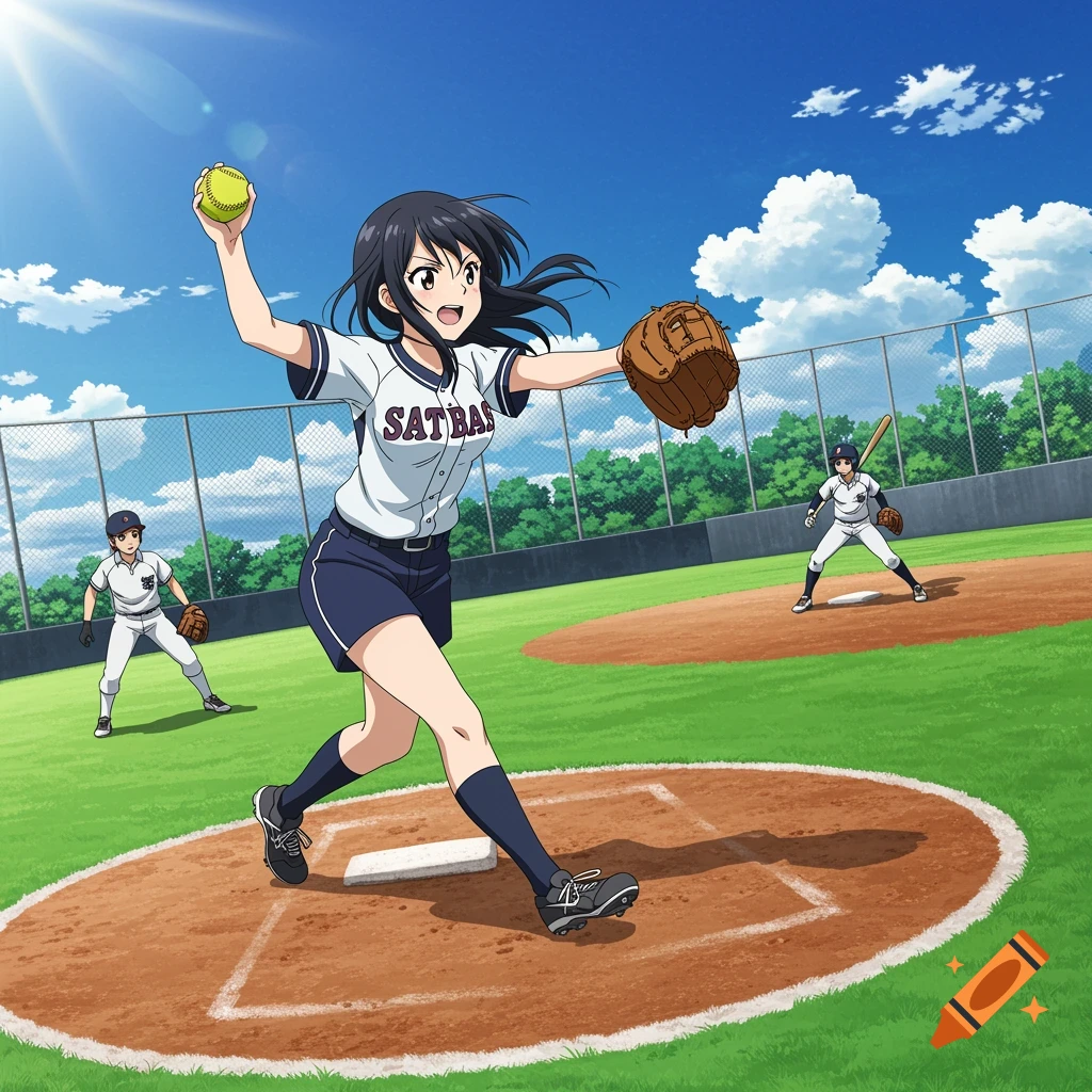 Anime Girl in Tennis Clothes Posing on a Tennis Court created on Craiyon