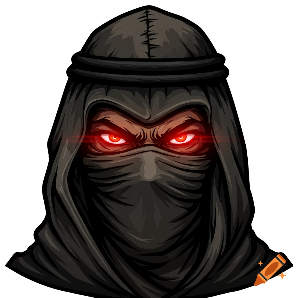 Intimidating football team logo with red eyes covered by a kuffiyeh on ...
