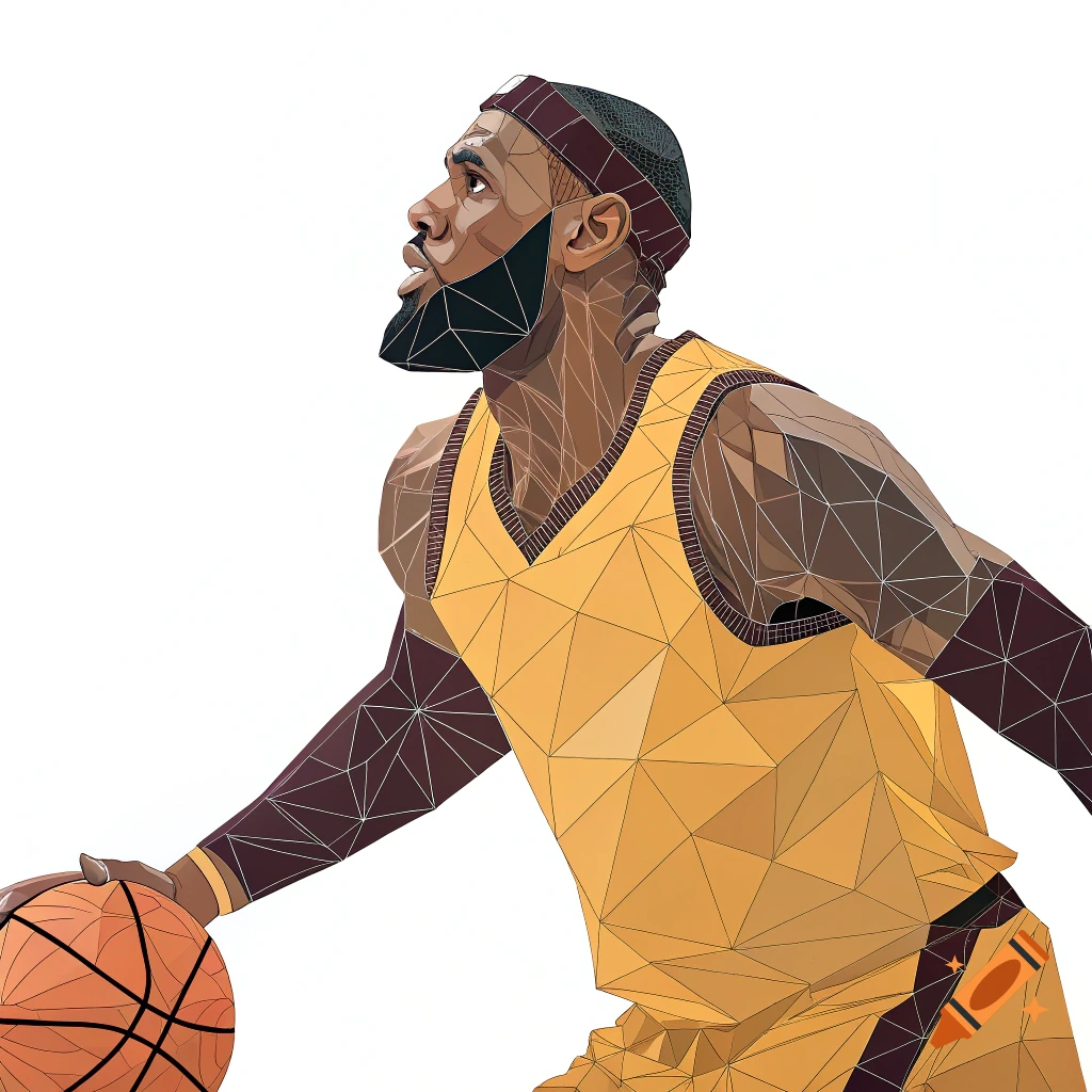 LeBron James made with simple polygon shapes on Craiyon