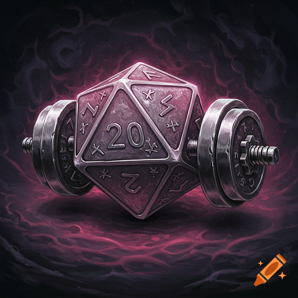 D20 barbell weightlifting equipment logo design for gym on Craiyon