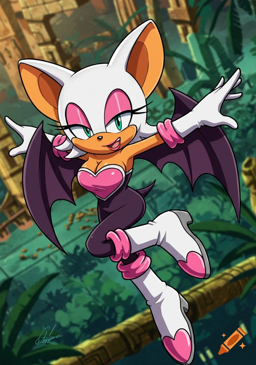Rouge the Bat from Sonic the Hedgehog in an anime style on Craiyon