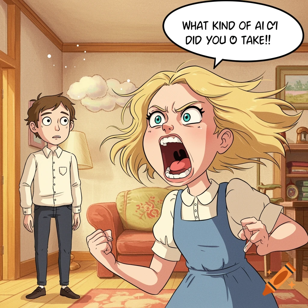 Funny cartoon of confused manager, SOP suggestion on Craiyon