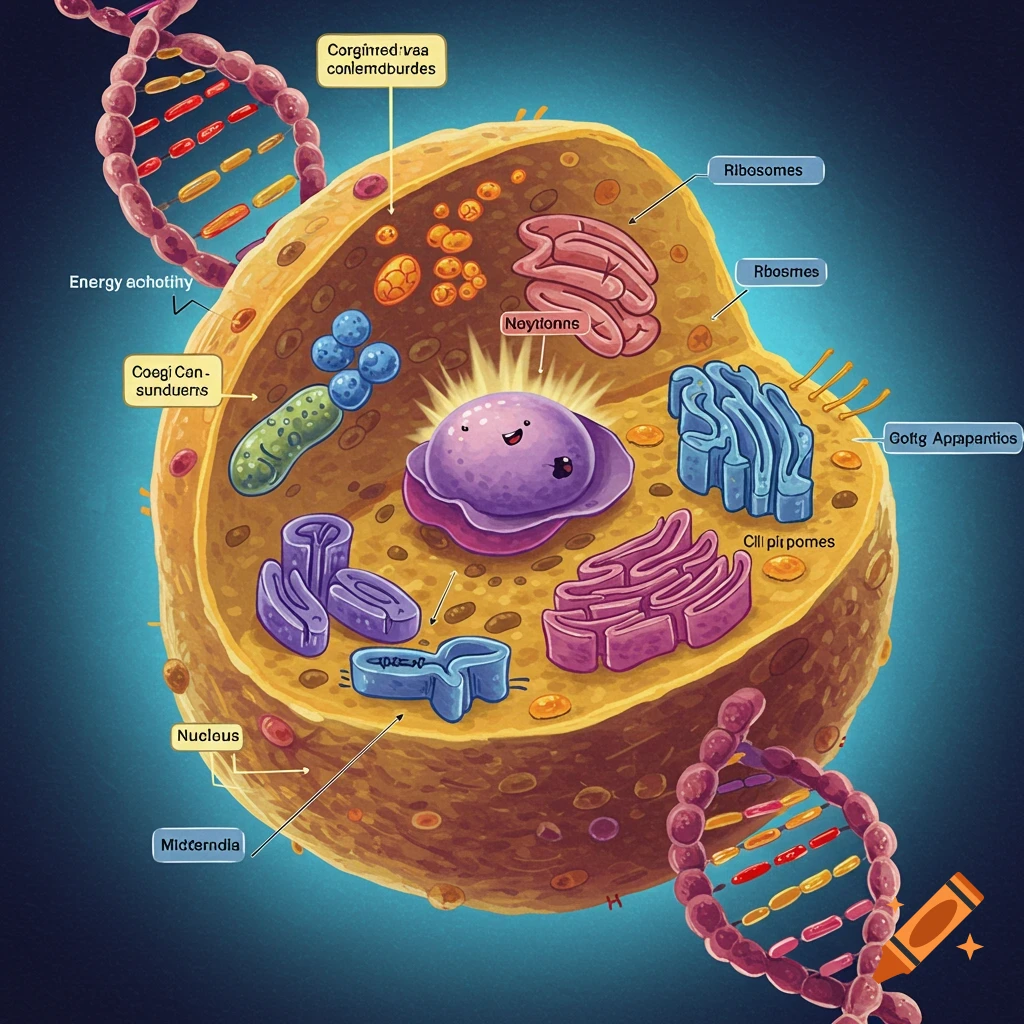 DNA organelle talking about cell organelle facts on Craiyon