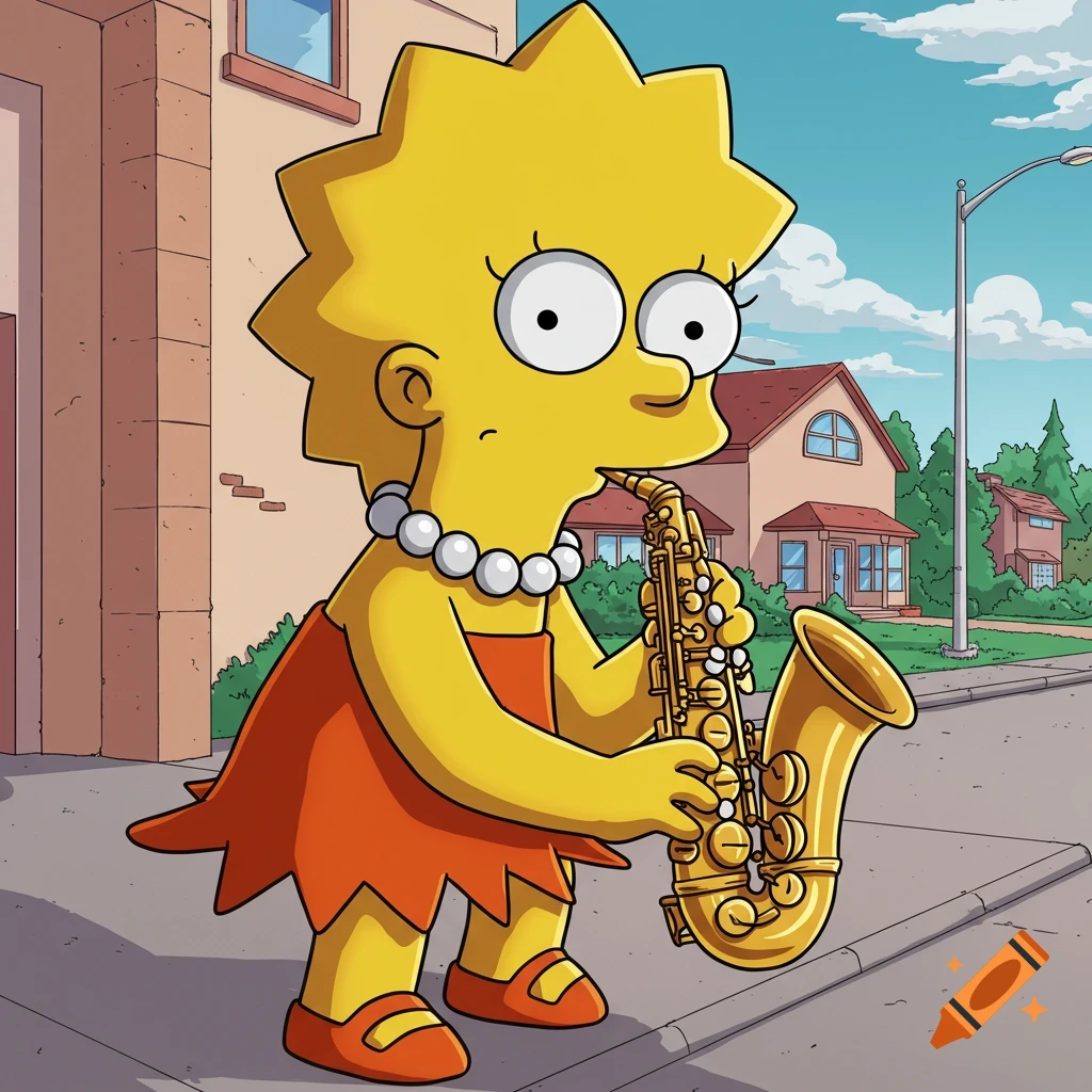 Lori Loud from The Loud House playing the saxophone on a stage in front ...